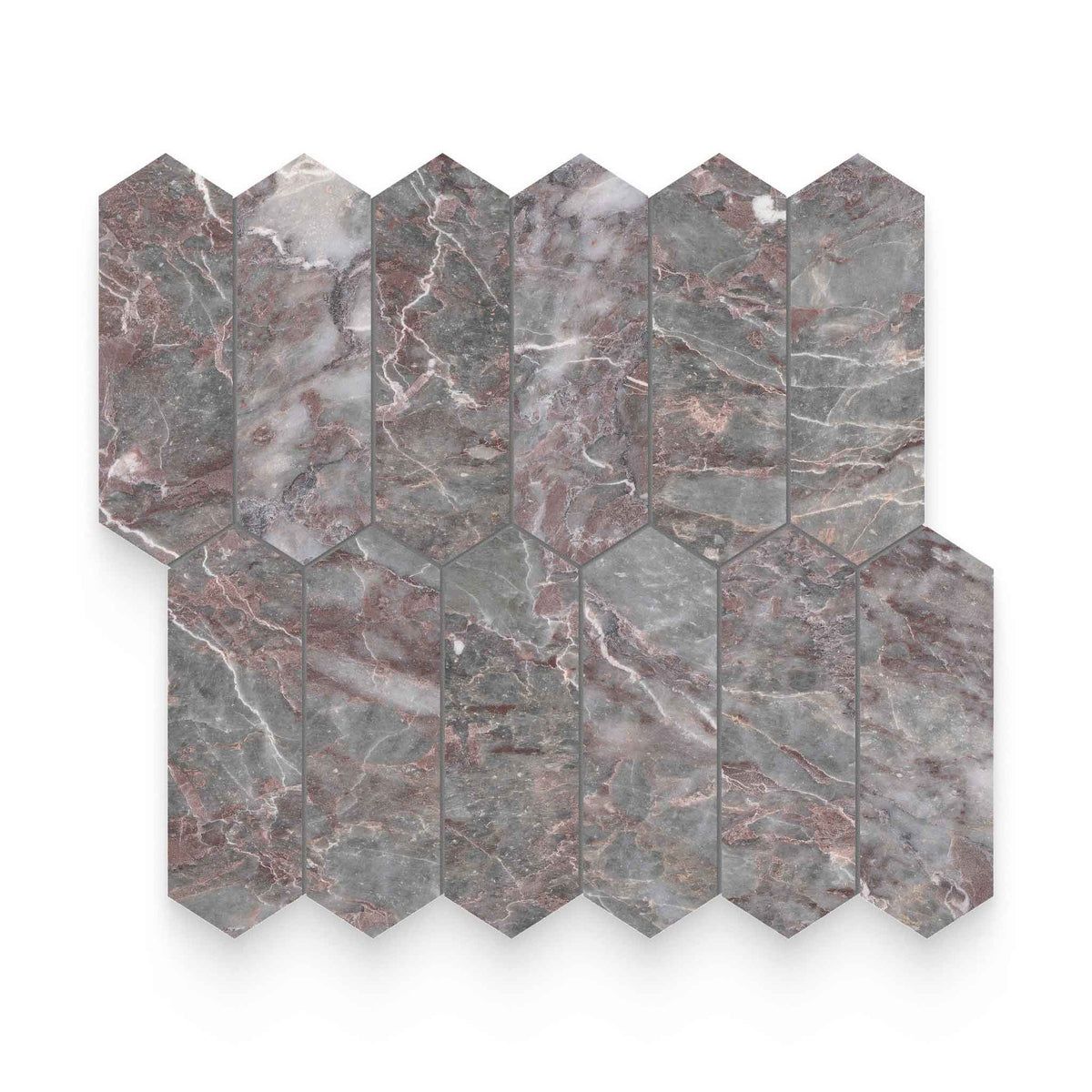 2x6 Burgundy Lilac Honed Picket Mosaic – Stone Products Unlimited