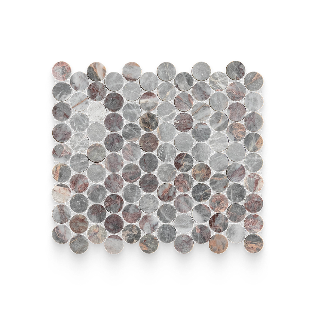 1.25x1.25 Burgundy Lilac Honed Penny Round Mosaic – Stone Products ...