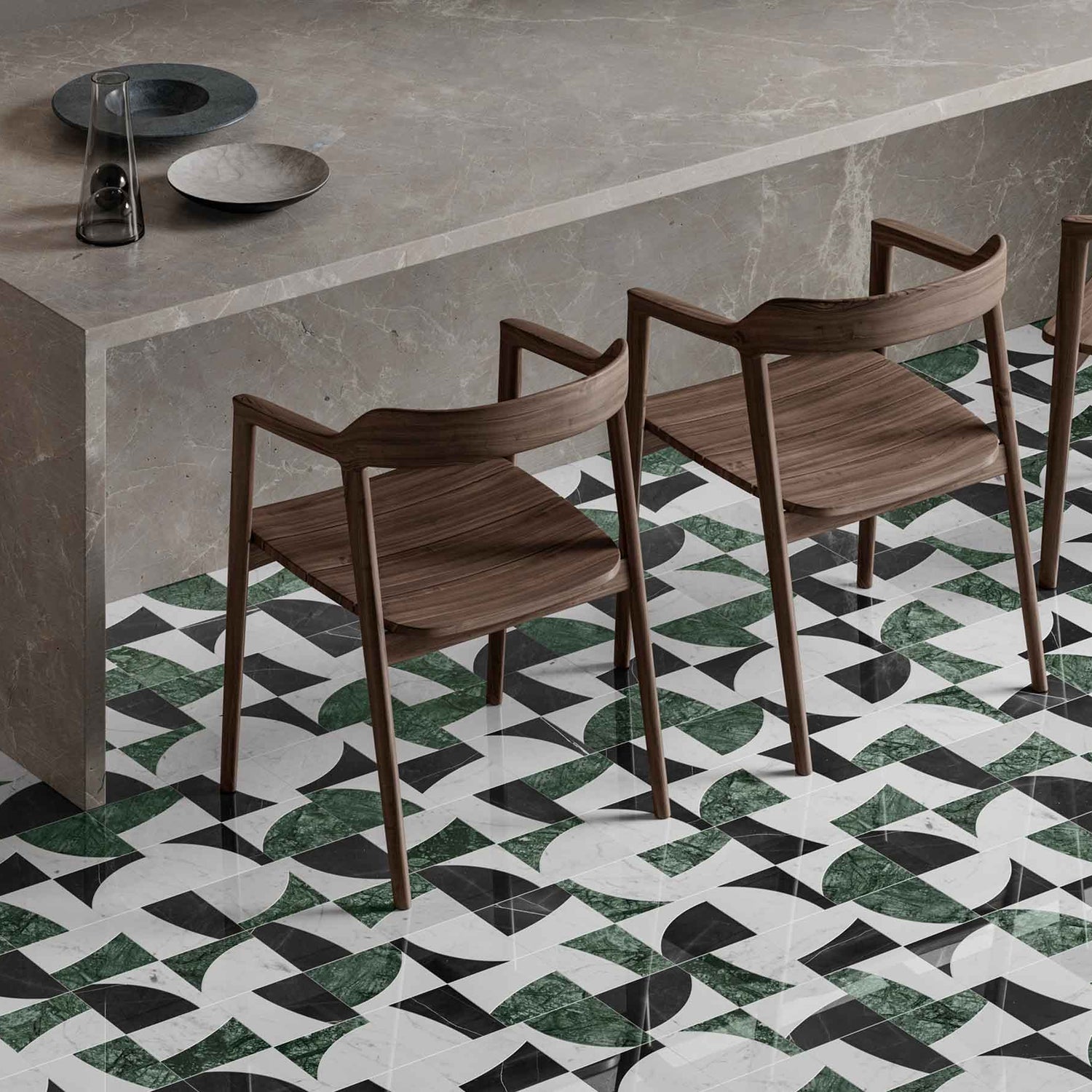 Lunar Mist Honed w/ Polished Accents Mosaic – Stone Products Unlimited