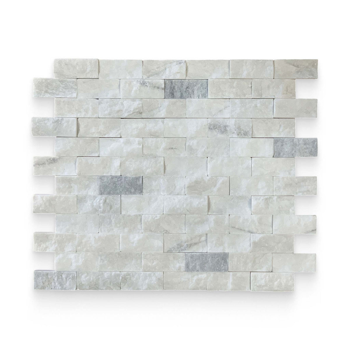 1x2 Daphne White Split Face Brick Mosaic – Stone Products Unlimited