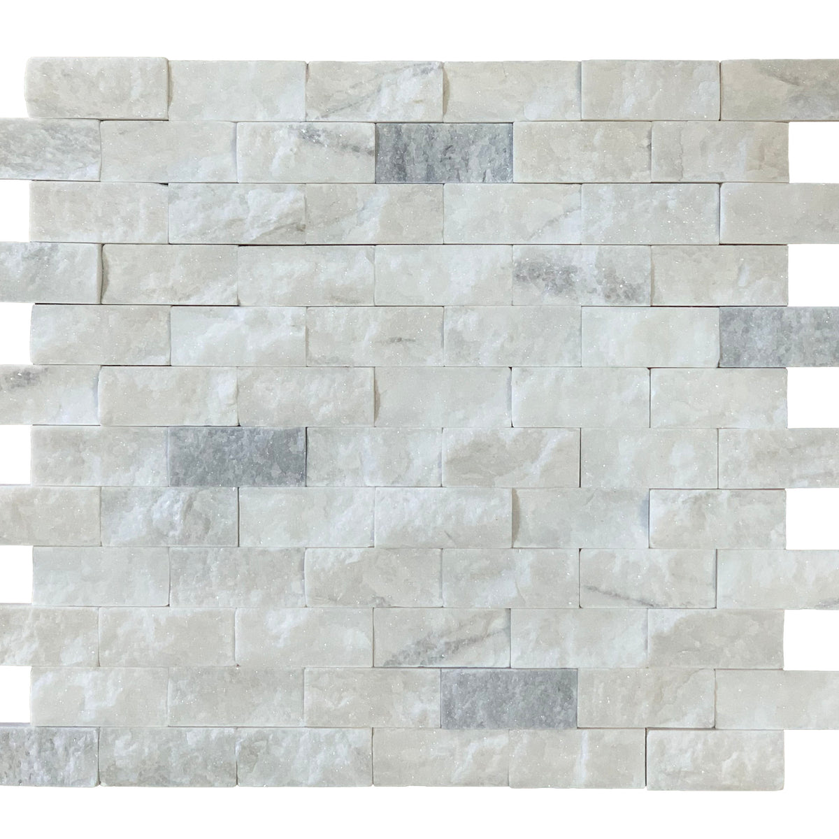 1x2 Daphne White Split Face Brick Mosaic – Stone Products Unlimited