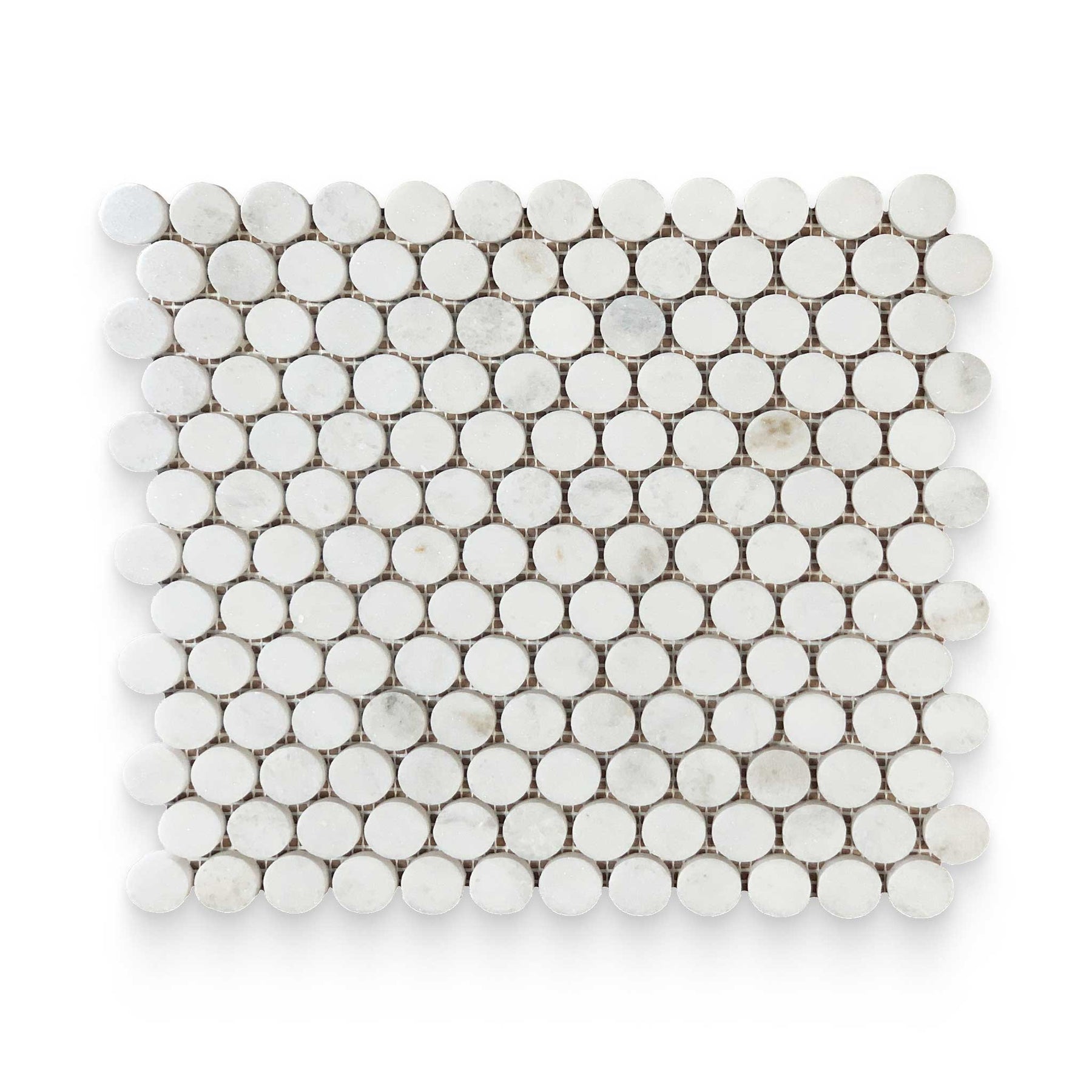1x1 Daphne White Polished Penny Round Mosaic – Stone Products Unlimited