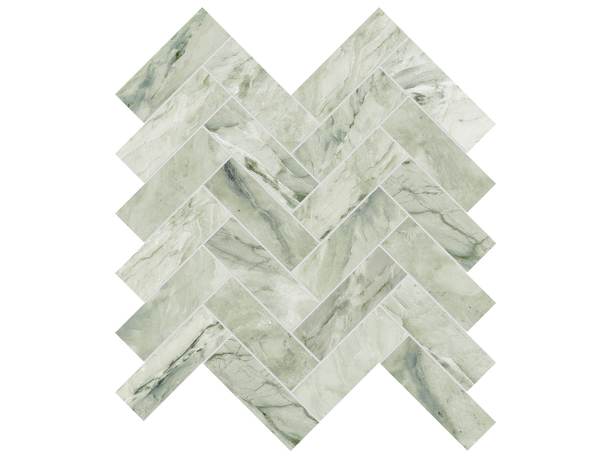 1.25x4 Verde Matcha Honed Herringbone Mosaic – Stone Products Unlimited