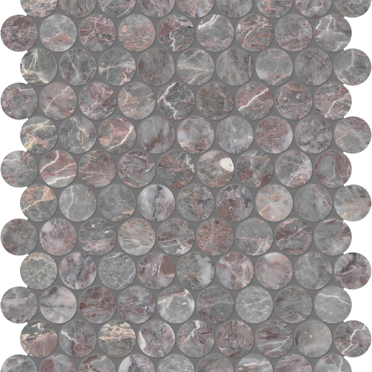 1.25x1.25 Burgundy Lilac Honed Penny Round Mosaic – Stone Products ...